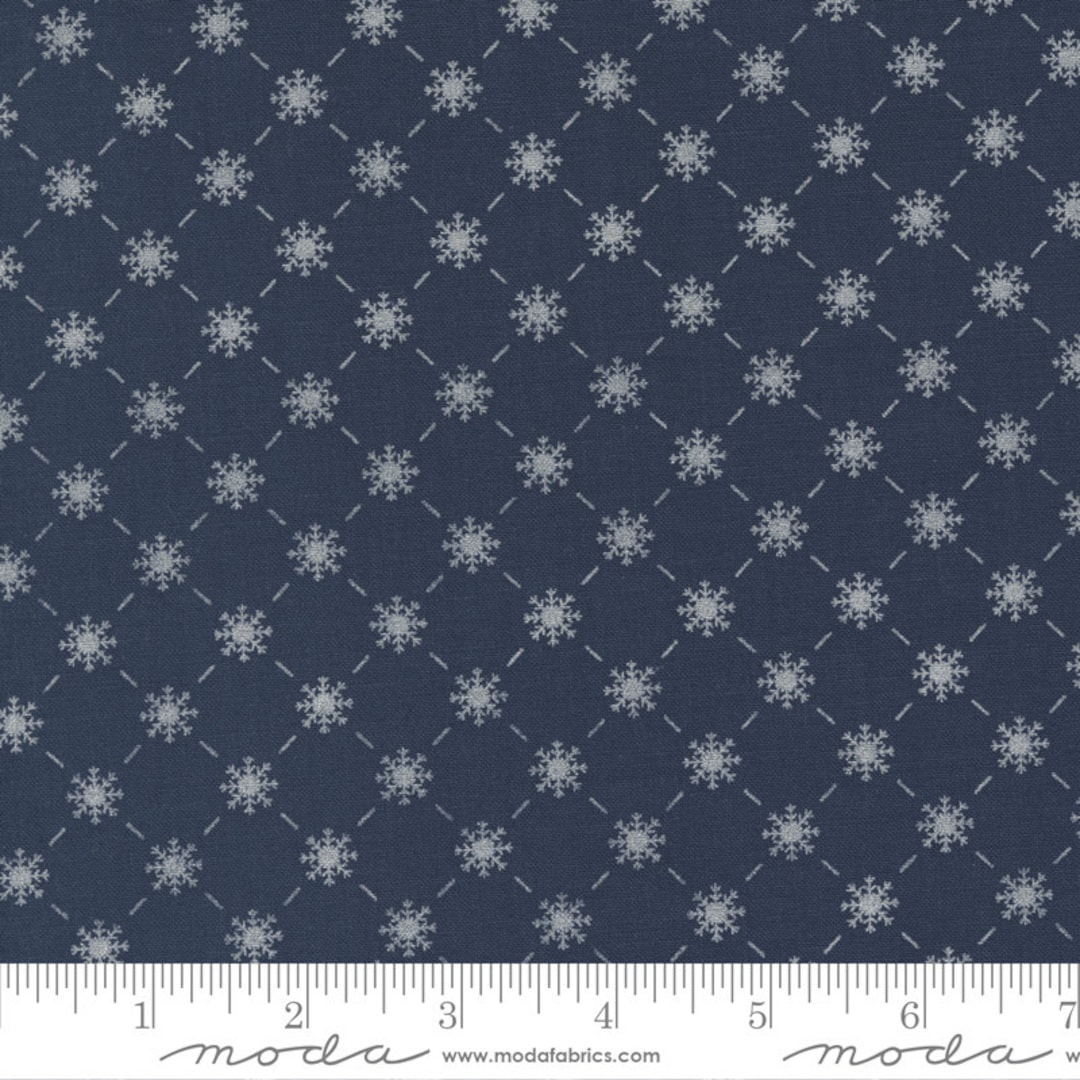 Gingiber Merrymaking Fabric Yardage Metallic Quilting Fabric in Winter Night Blue /silver ...