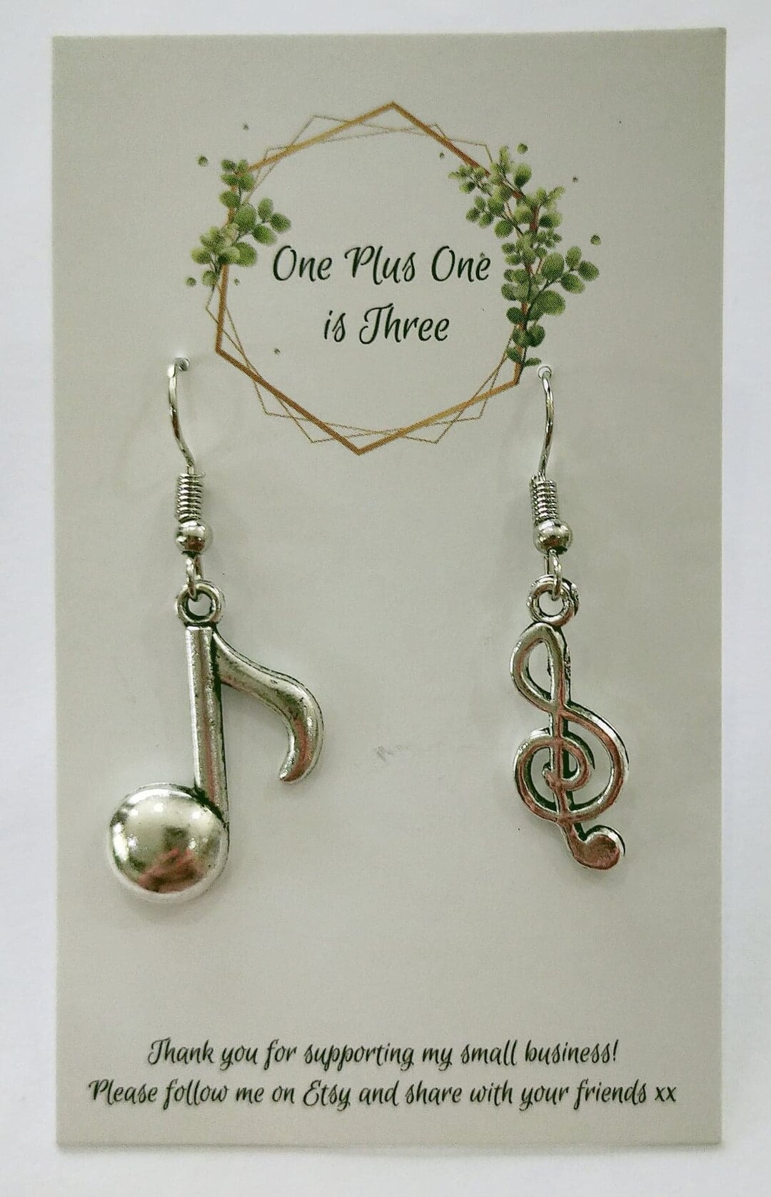 Treble Clef and Quaver Musical Notes Earrings, I Heart Music Earrings ...
