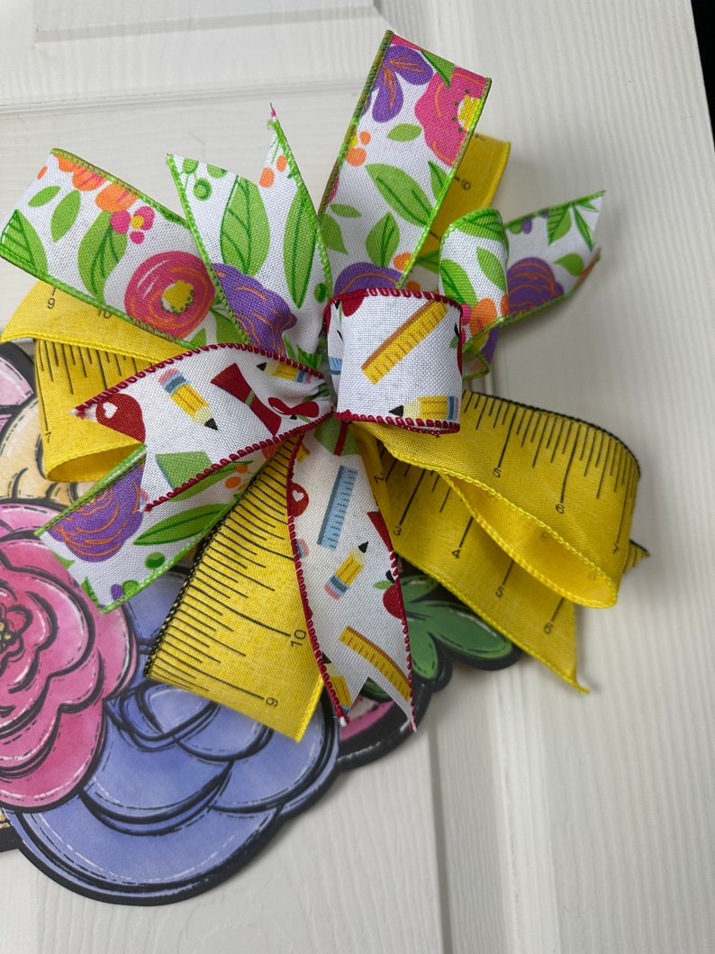 Teacher Appreciation Wreath, Pencil Shape Door Hanger, Floral Classroom ...