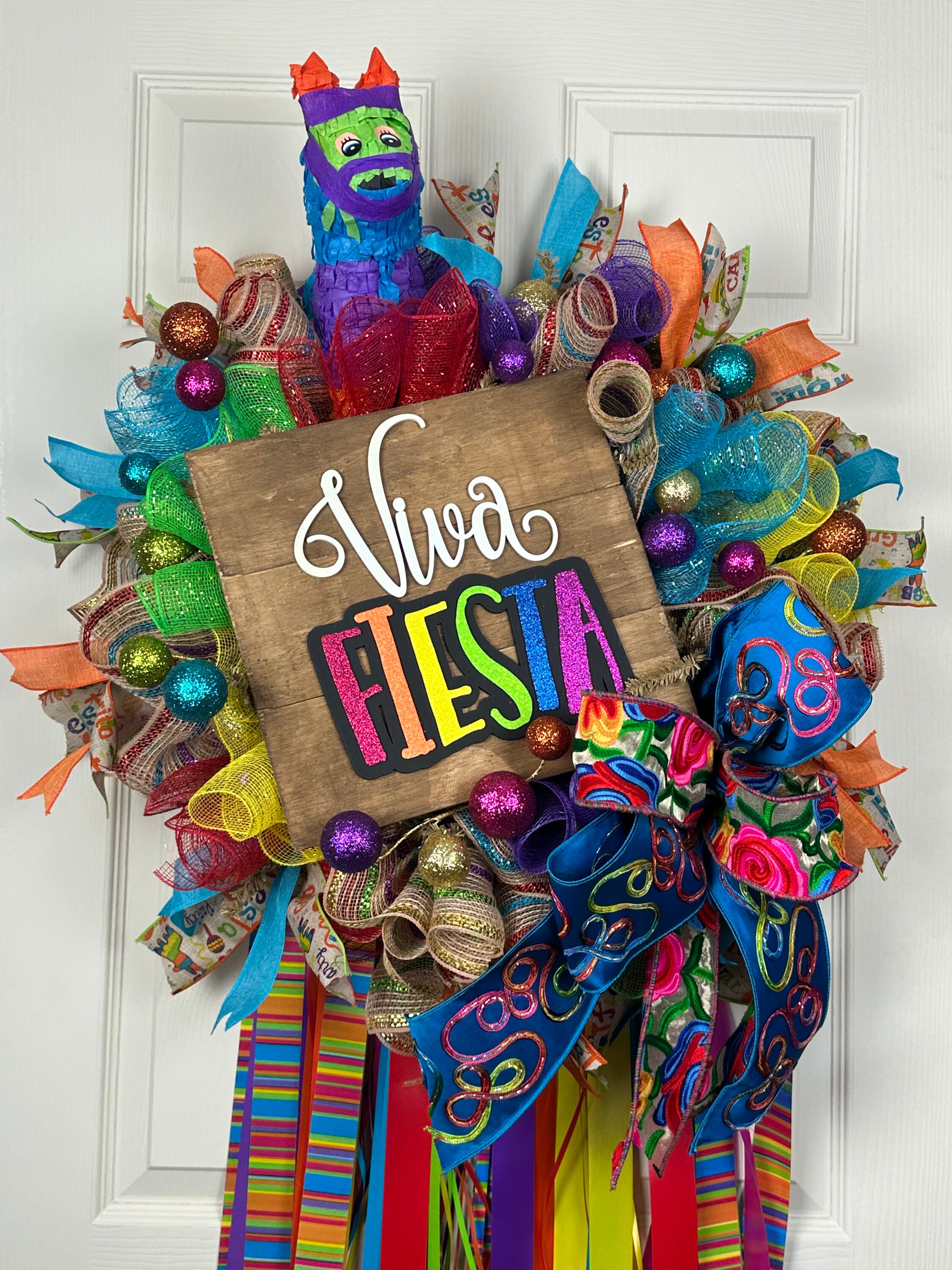 Fiesta Wreath, Fiesta San Antonio Wreath, Donkey Pinata, Fiesta Deco ...