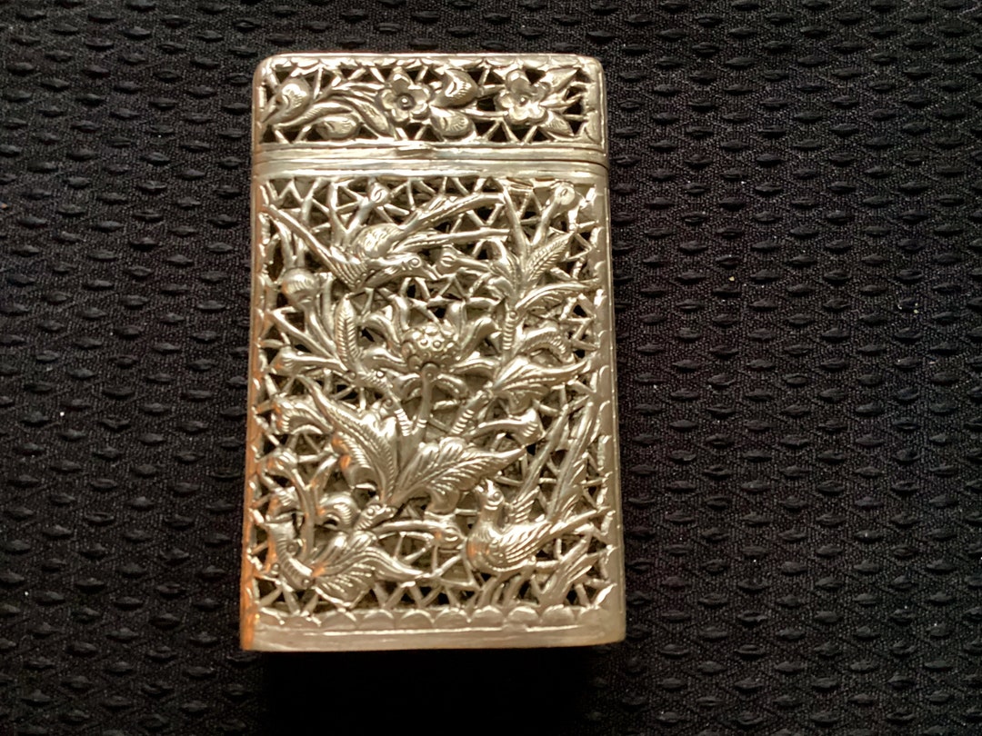 Antique Indian Raj Silver Card Case - Etsy