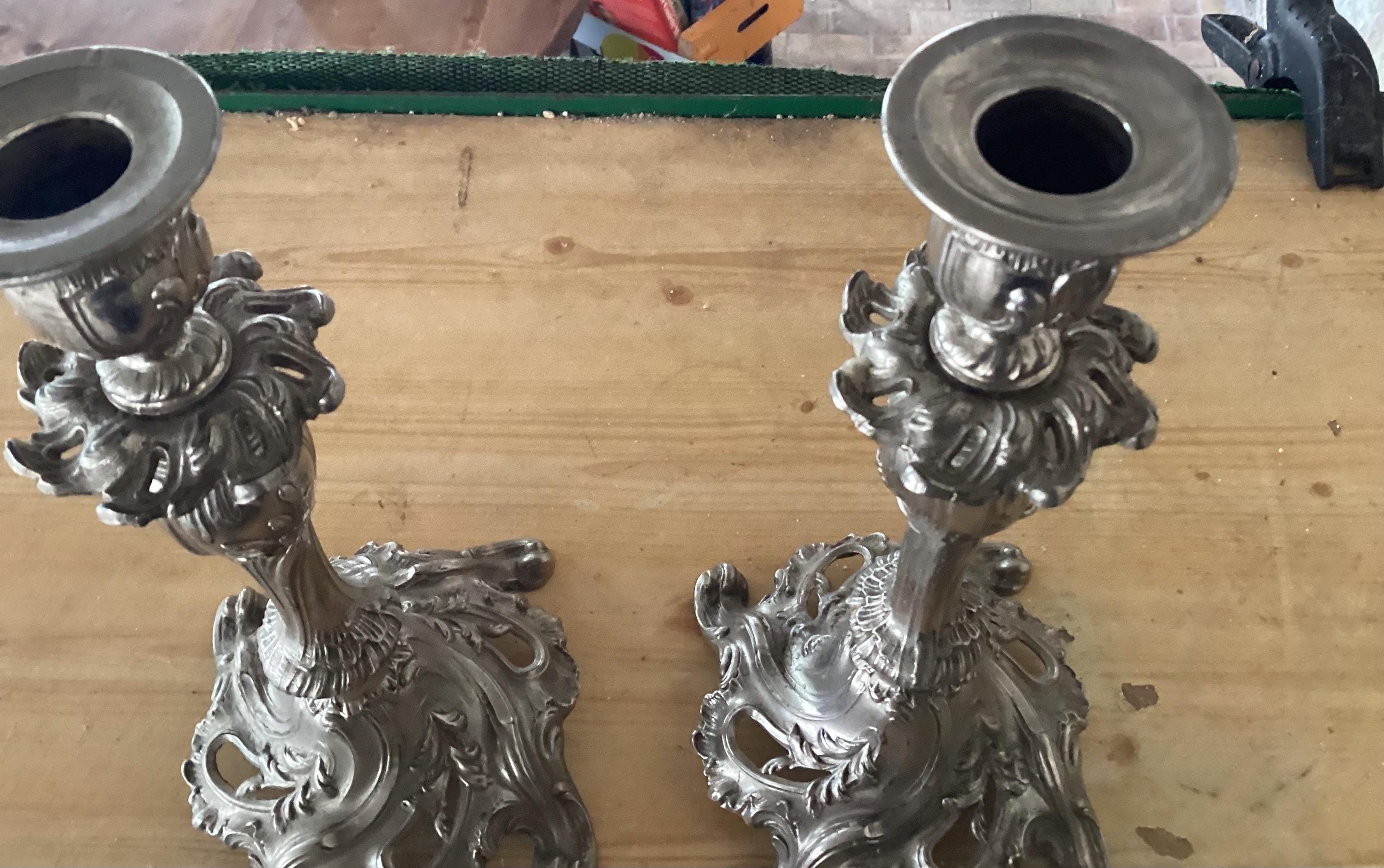 Antique Pair of Silver Rococo Style Candlesticks NOT Solid Silver - Etsy