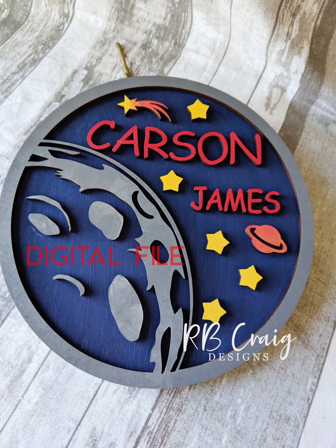 Outer Space Sign Laser SVG Cut File: Boy Name Plaque (digital File) - Etsy