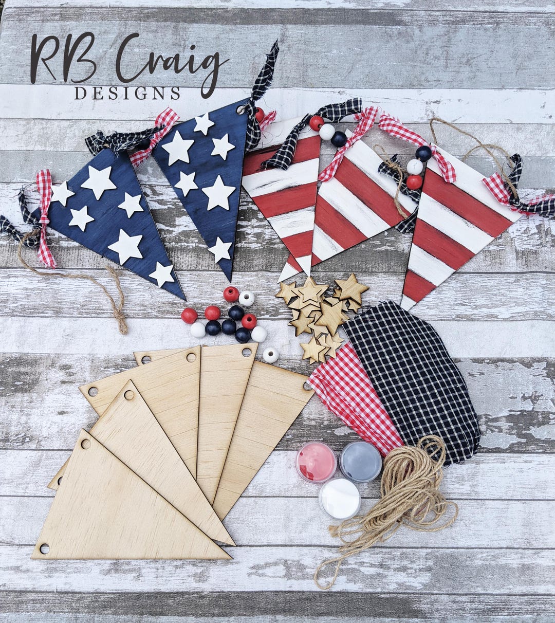 DIY Rag Flag Craft Kit: Patriotic Wood Banner, Americana Decor - Etsy