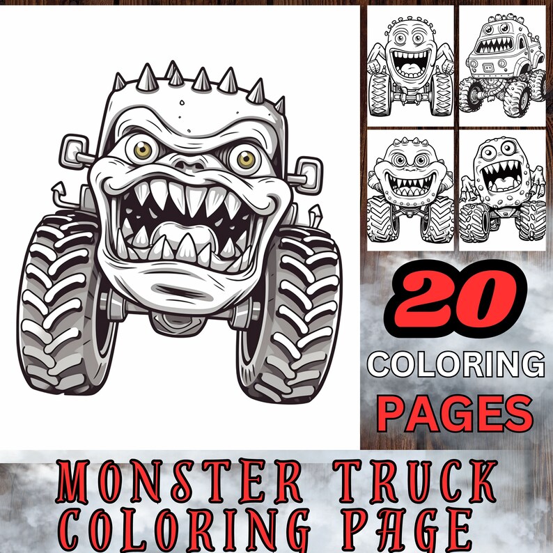 Monster Truck Coloring Page for Kids: 20 Super Quality Pages - Etsy