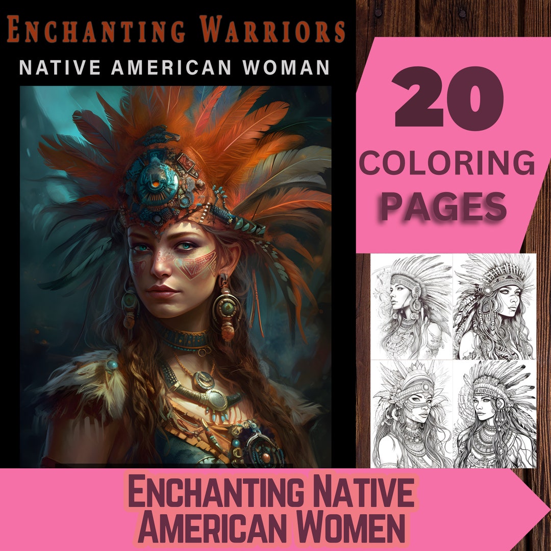 Adult Coloring Sheets Native American Women Coloring Pages - Etsy