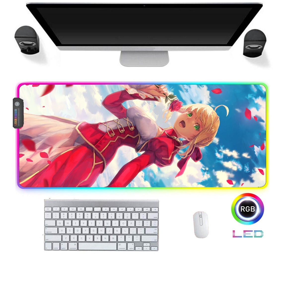 Big Led Rgb Gaming Mousepad 600x350mm Anime Girl Manga Sexy Etsy