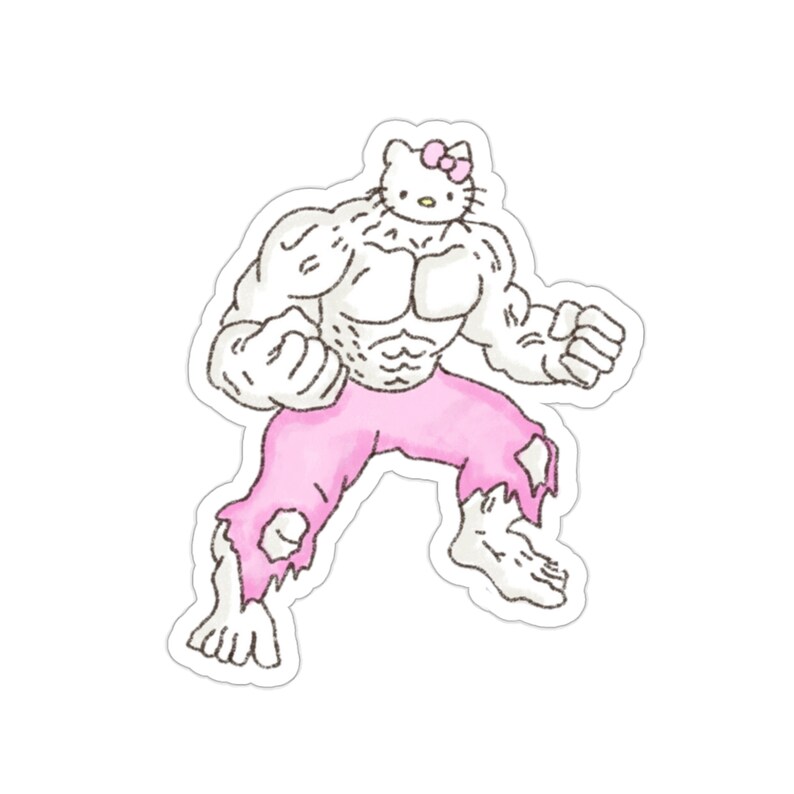 Muscle Hello Kitty Kiss-cut Stickers - Etsy