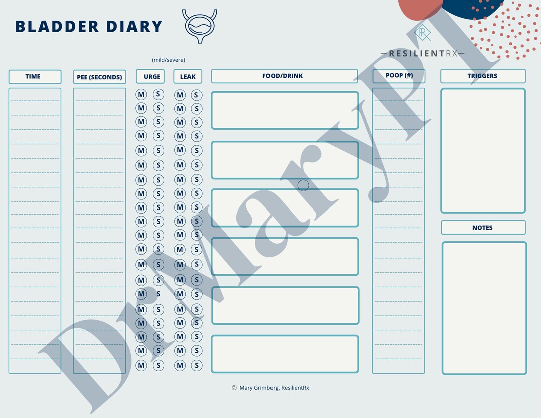 Bladder Tracker Diary *digital Download* - Etsy