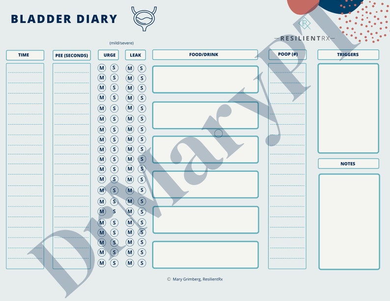 Bladder Tracker Diary *digital Download* - Etsy