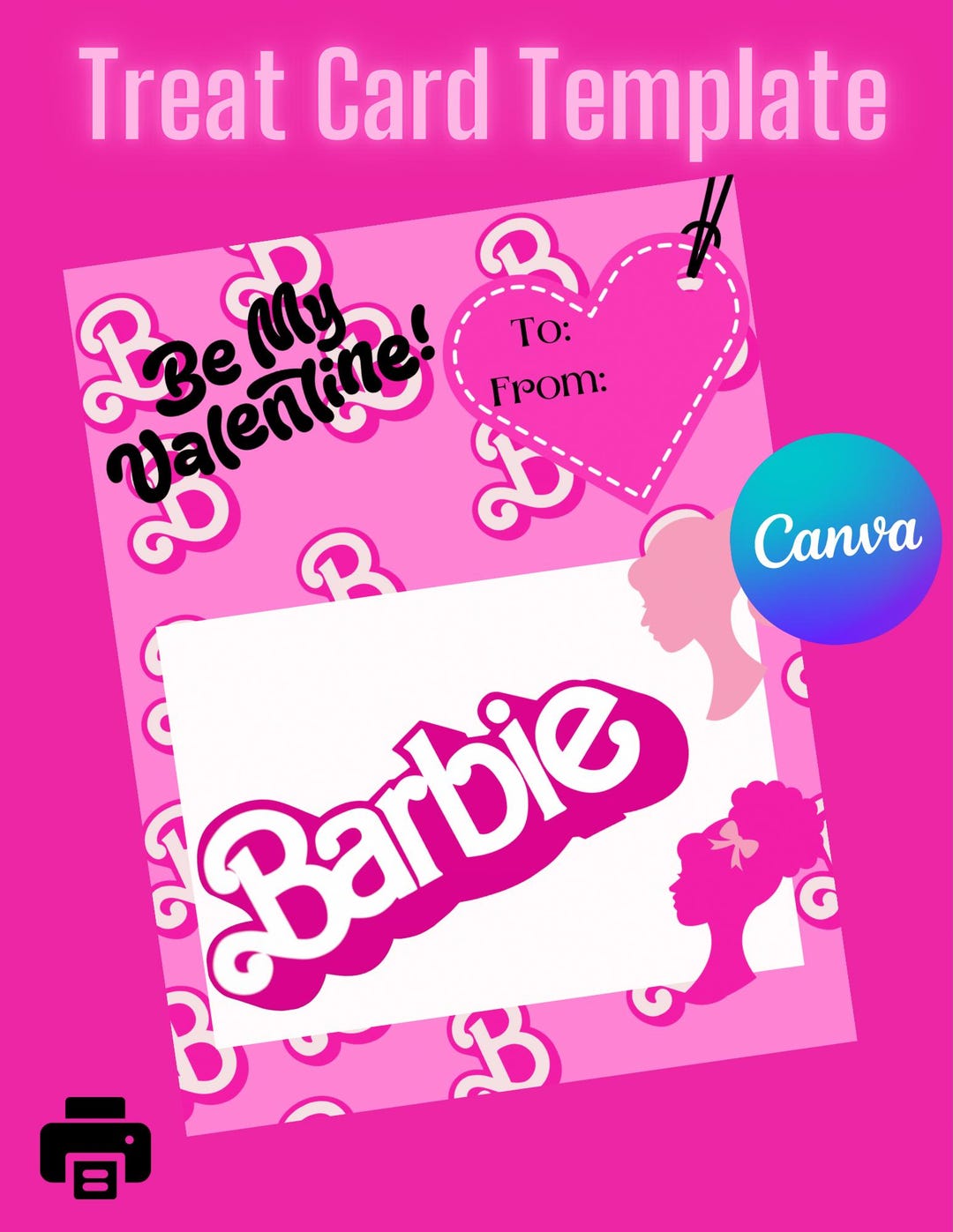 Valentine’s Day Card, Valentine’s Day Treat Card Editable Template - Etsy