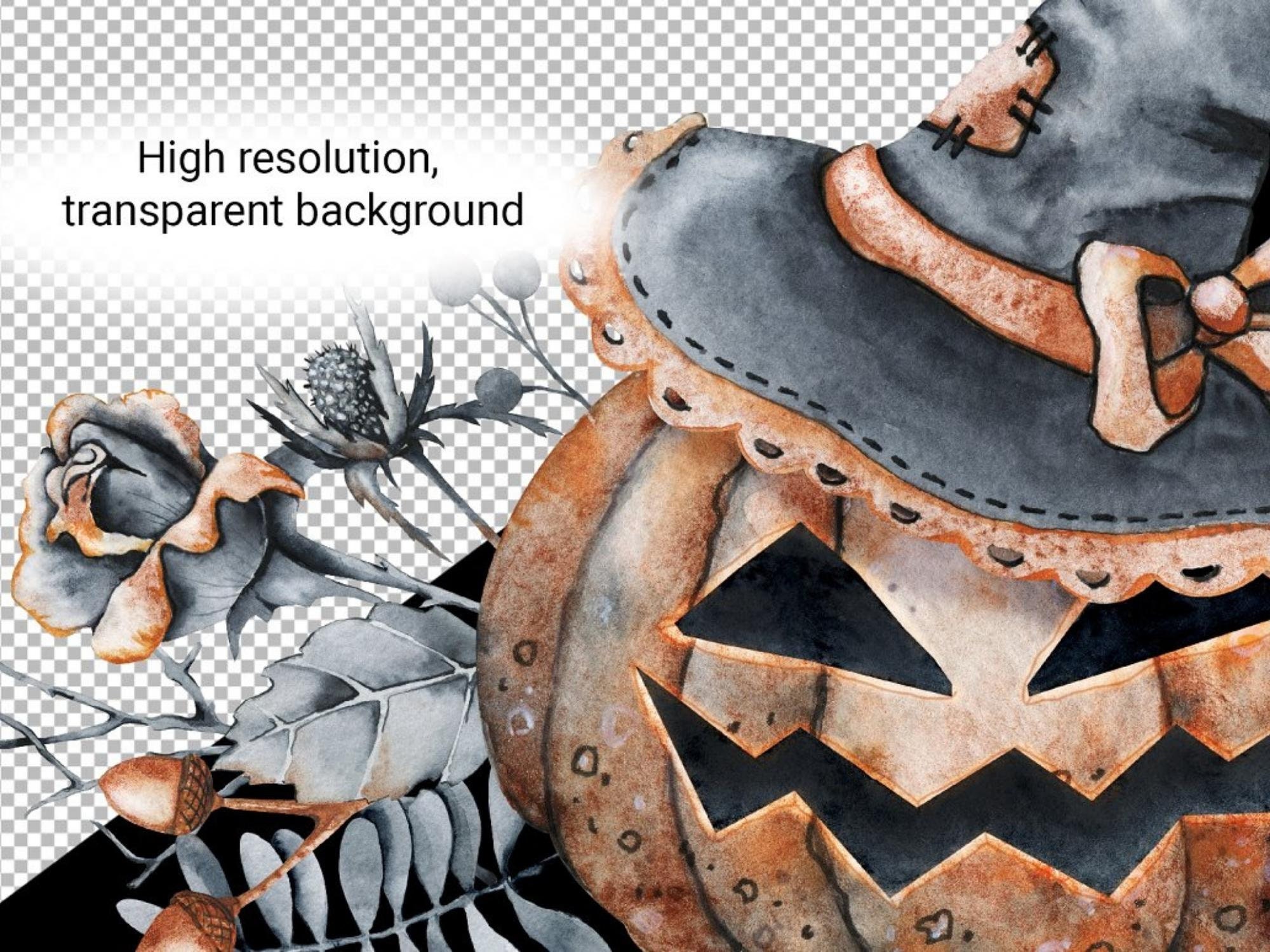 Spooky Halloween Clipart Bundle| Watercolor Clipart| Halloween PNG ...