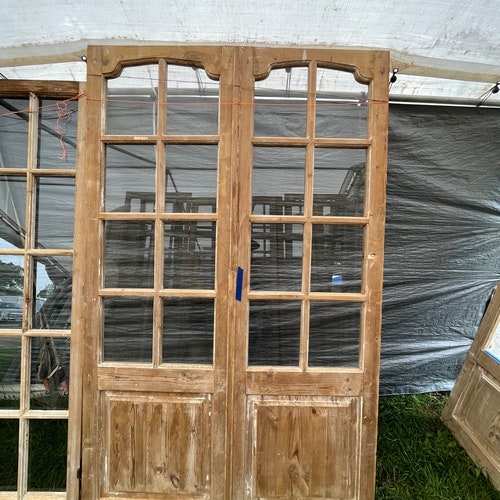 Beautiful Vintage European Wood Doors With Glass and Iron - Etsy