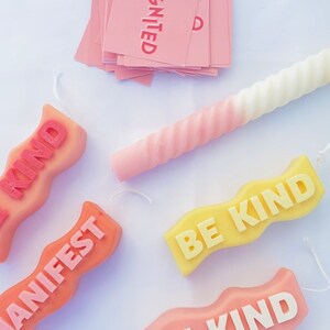 Wavy Wordy Candles Be Kind Candle Word Candles Manifest Candle 100% Soy ...