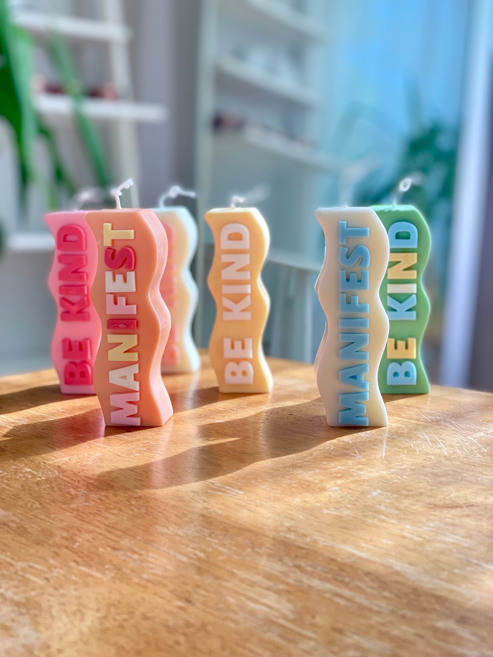 Wavy Wordy Candles Be Kind Candle Word Candles Manifest - Etsy