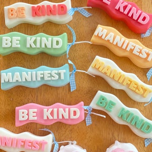 Wavy Wordy Candles Be Kind Candle Word Candles Manifest Candle 100% Soy ...