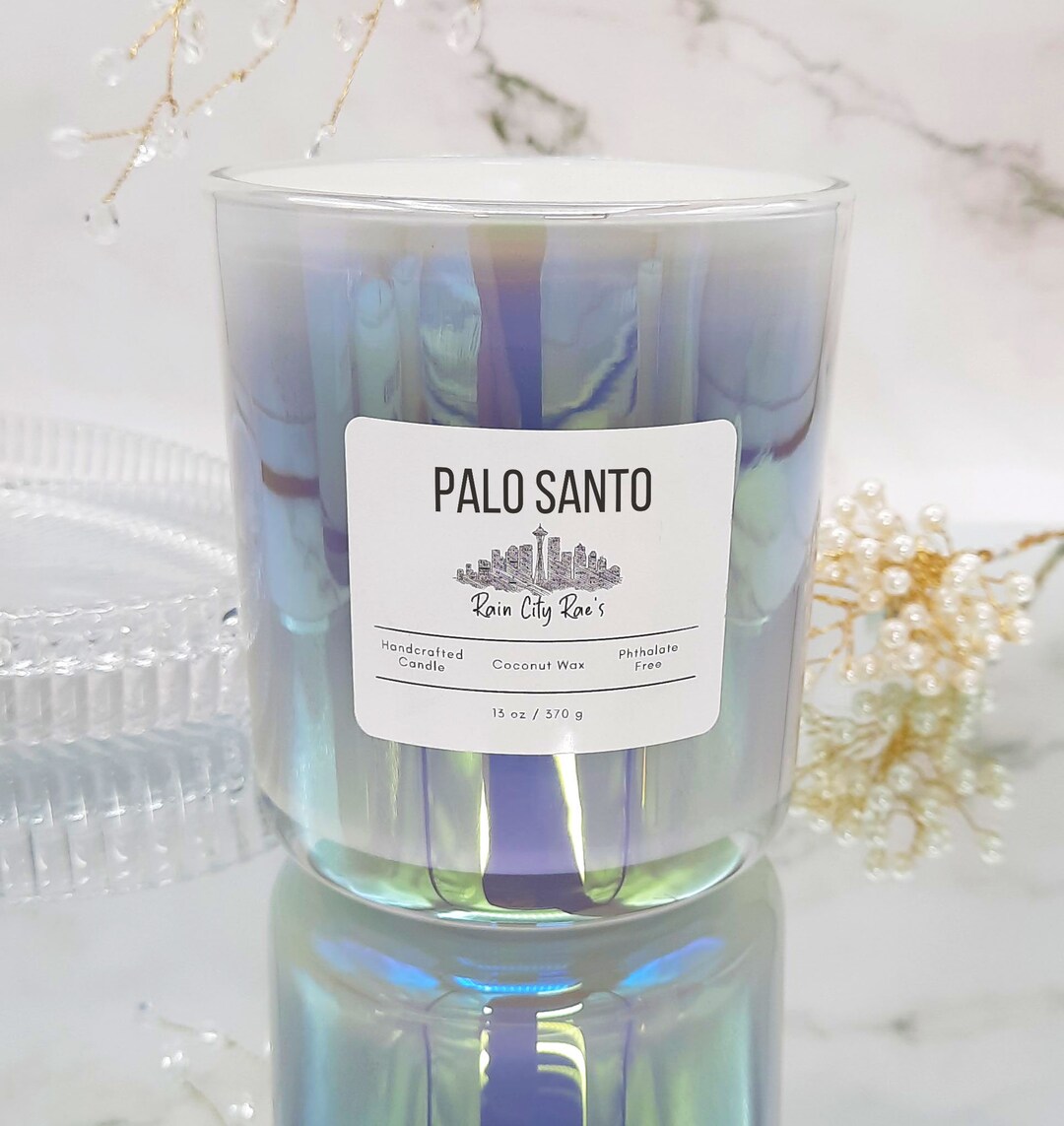 Palo Santo 13 Oz Iridescent Candle With Lid Vegan Coconut Wax Double ...