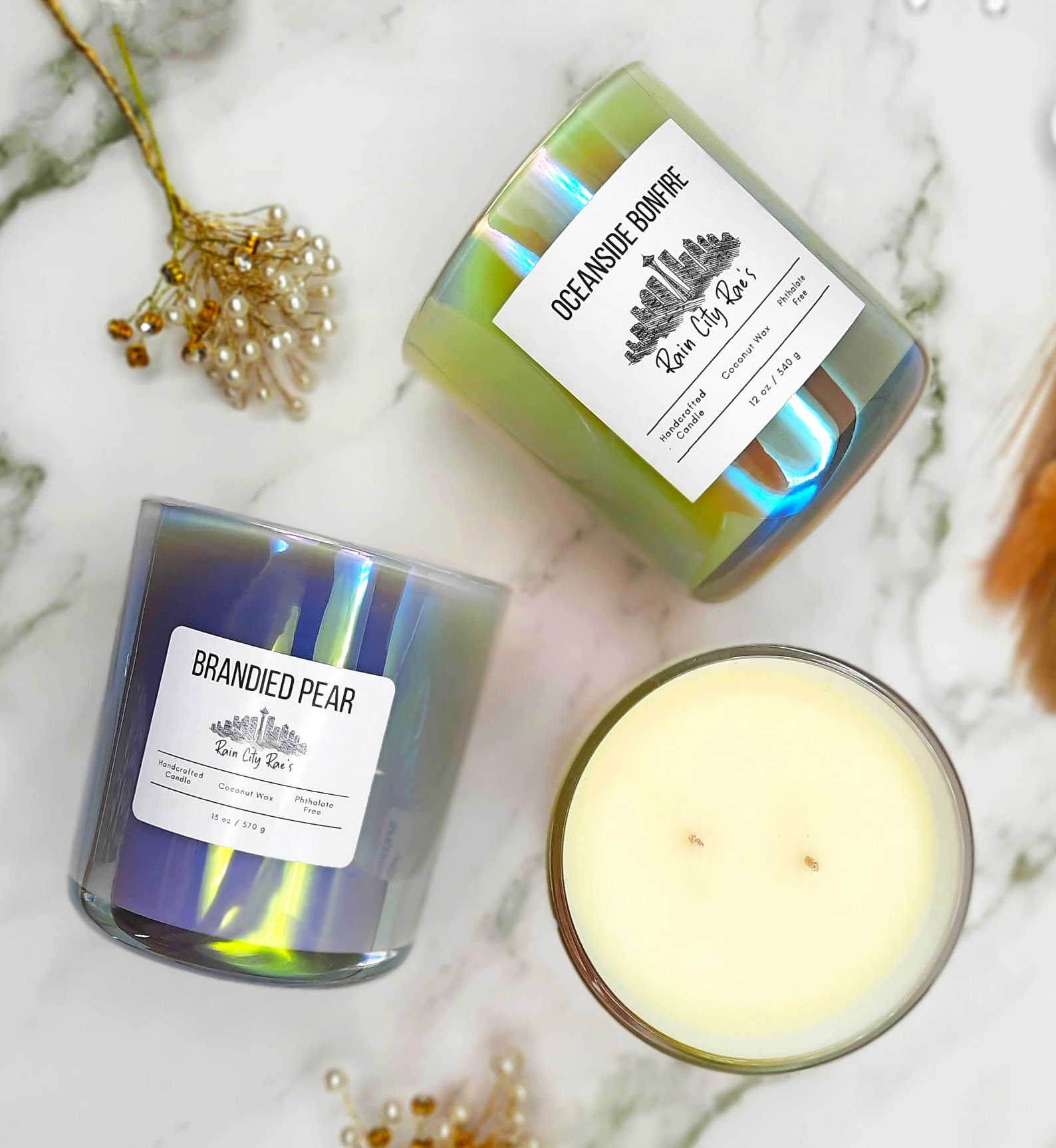 Palo Santo 13 Oz Iridescent Candle With Lid Vegan Coconut Wax Double ...