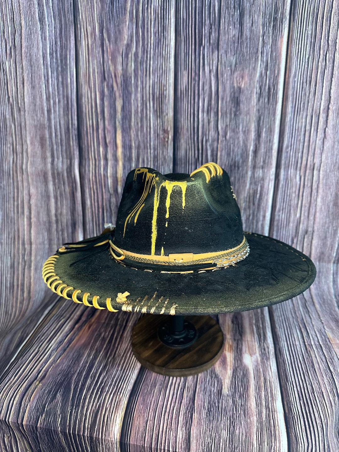 Womens Gold/black Rancher Flat Brim, Cowgirl Hat Size XL freehand ...