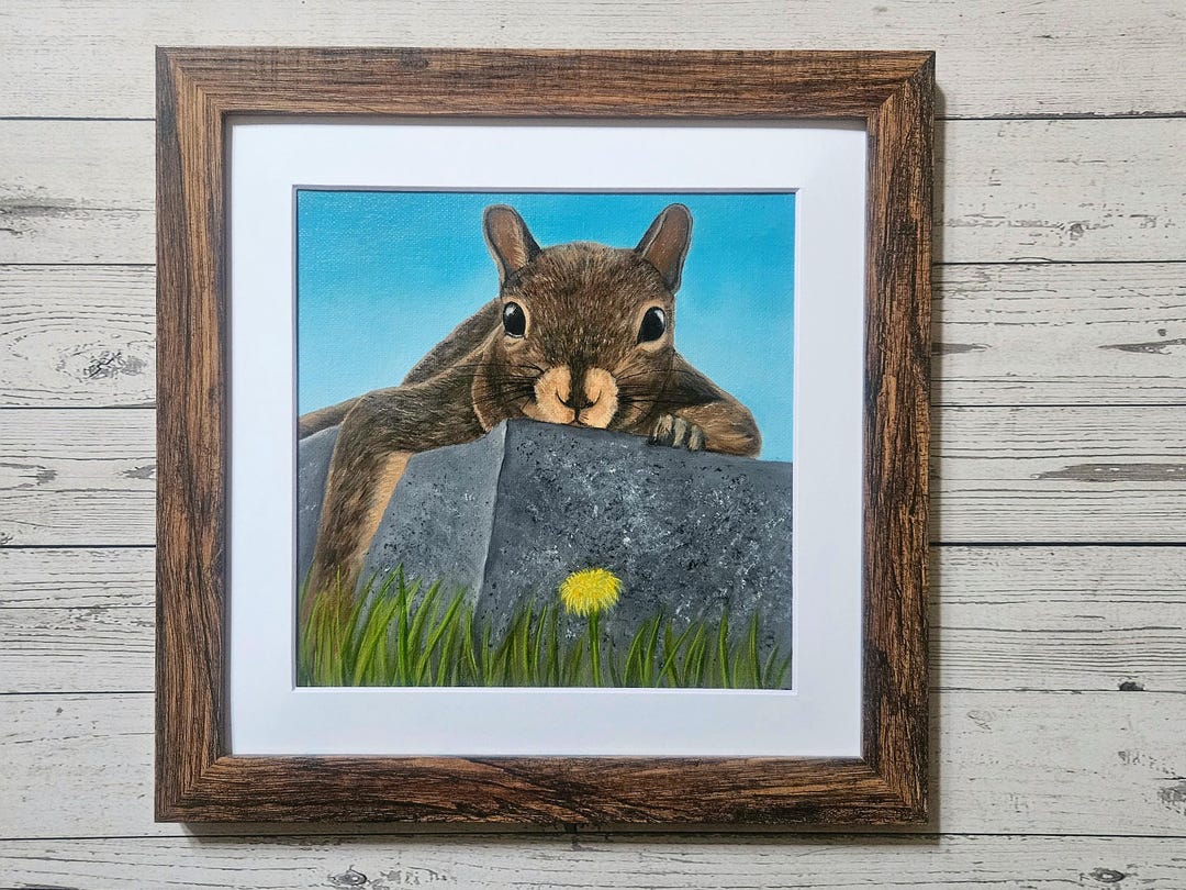 Squirrel Original Oil Painting - 8x8" Framed - Etsy