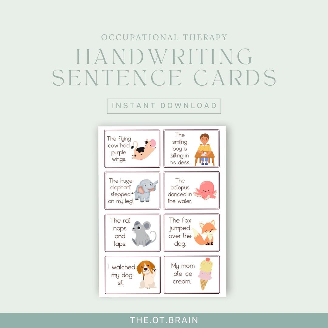 Sentence Handwriting Cards, Occupational Therapy Craft & Intervention ...