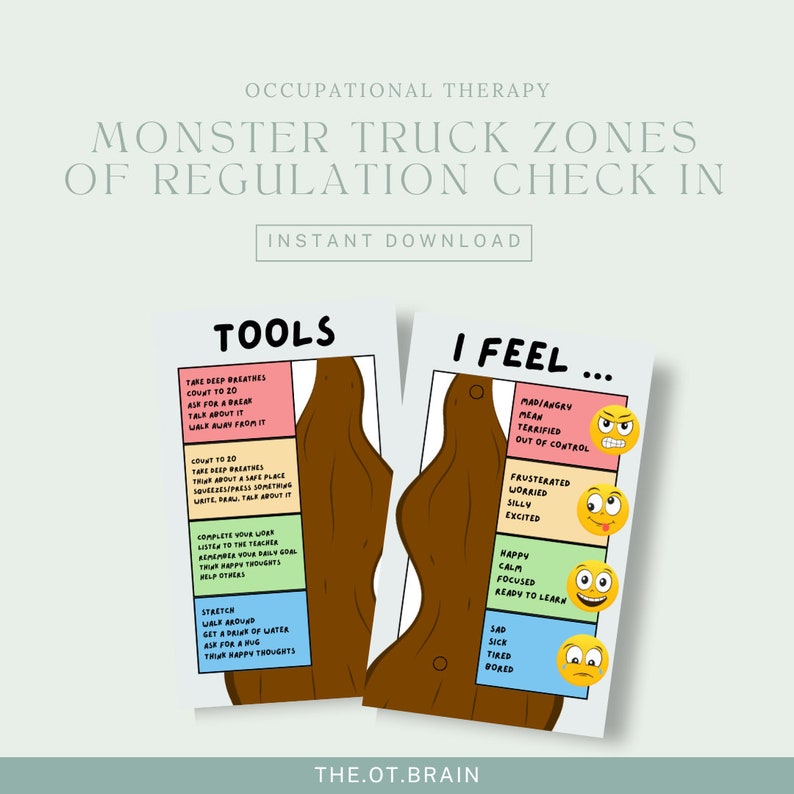 Monster Truck Zones of Regulation Visual Aid Check In, Occupational ...