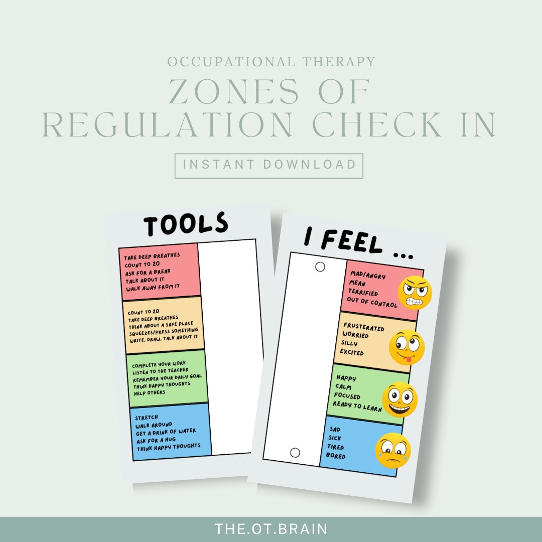 Zones of Regulation Visual Aid Check In, Occupational Therapy Craft ...