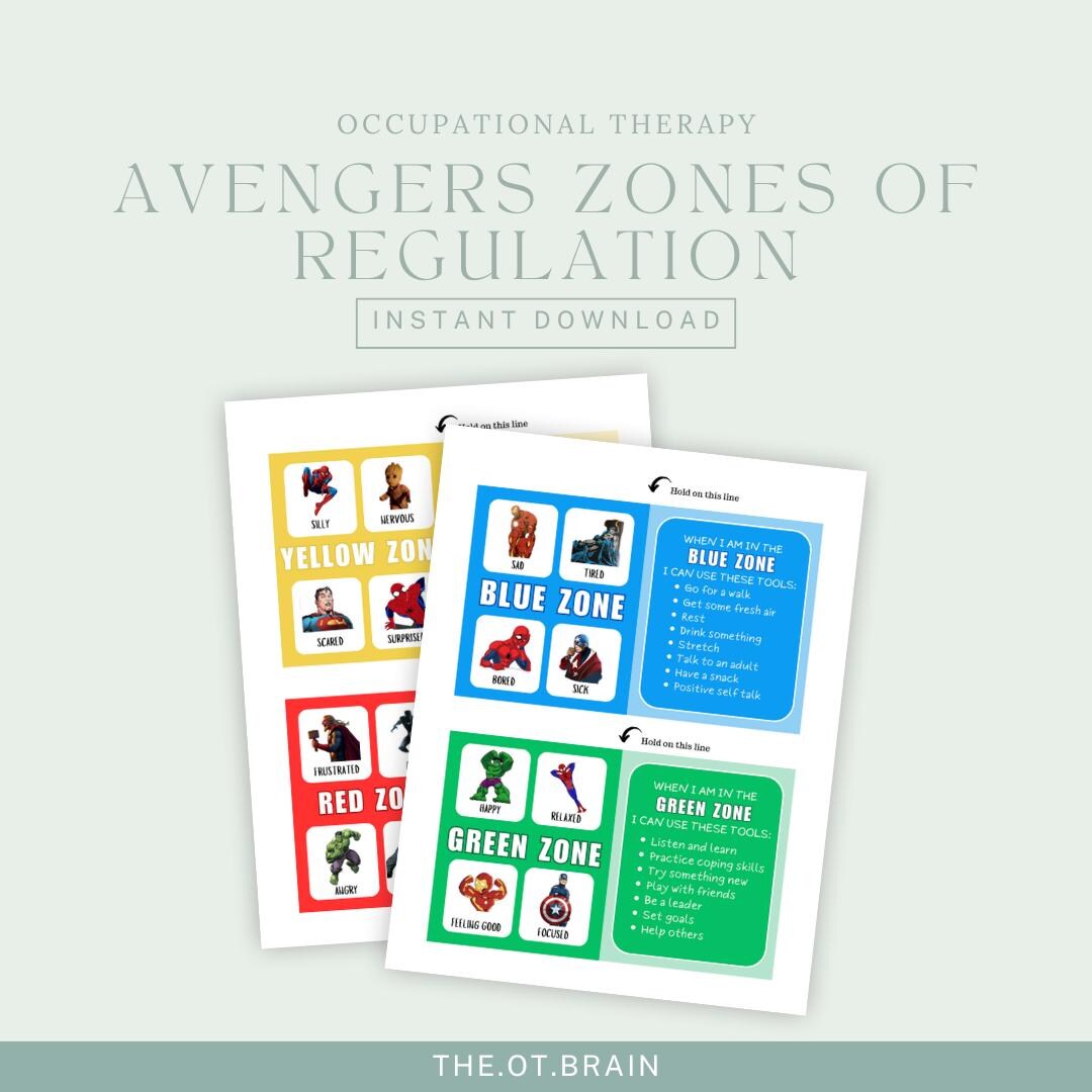 Avengers Zones of Regulation, Occupational Therapy Craft & Intervention ...