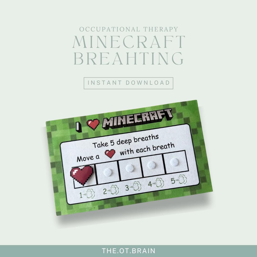 Minecraft Breathing, Occupational Therapy Craft & Intervention by OT ...