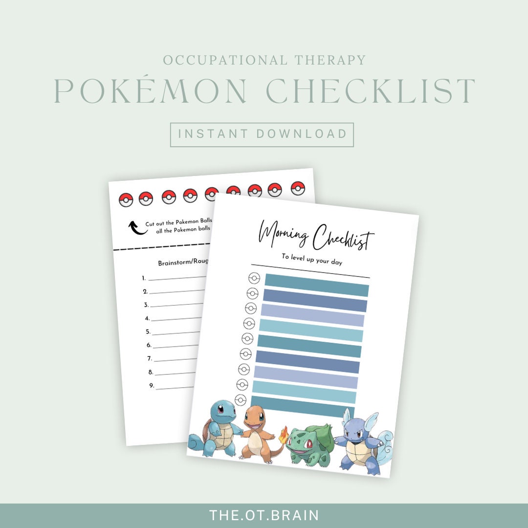 Pokemon Morning Checklist, Occupational Therapy Craft & Intervention by ...