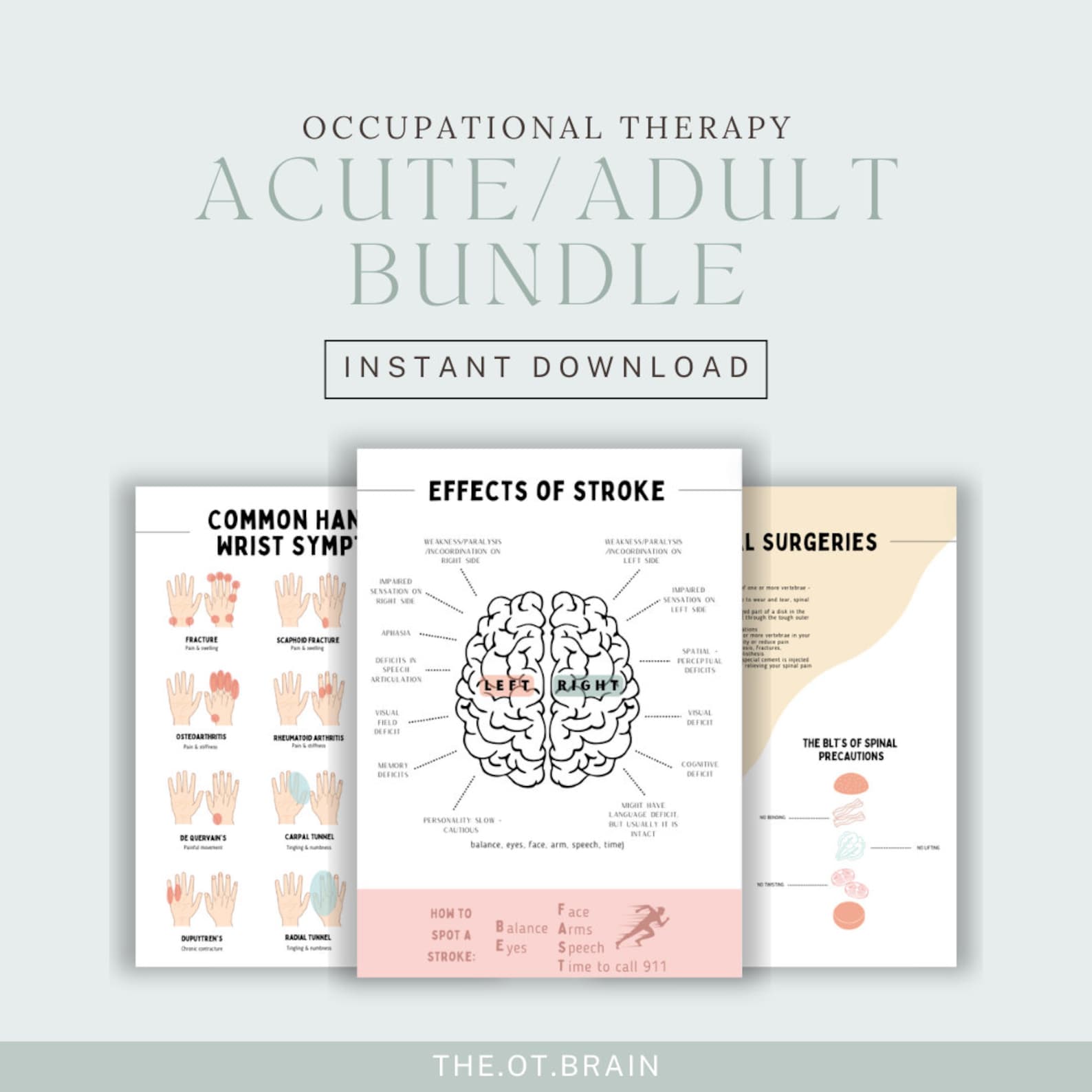 Occupational Therapy Acute Care/adult Bundle by OT Brain, Digital ...
