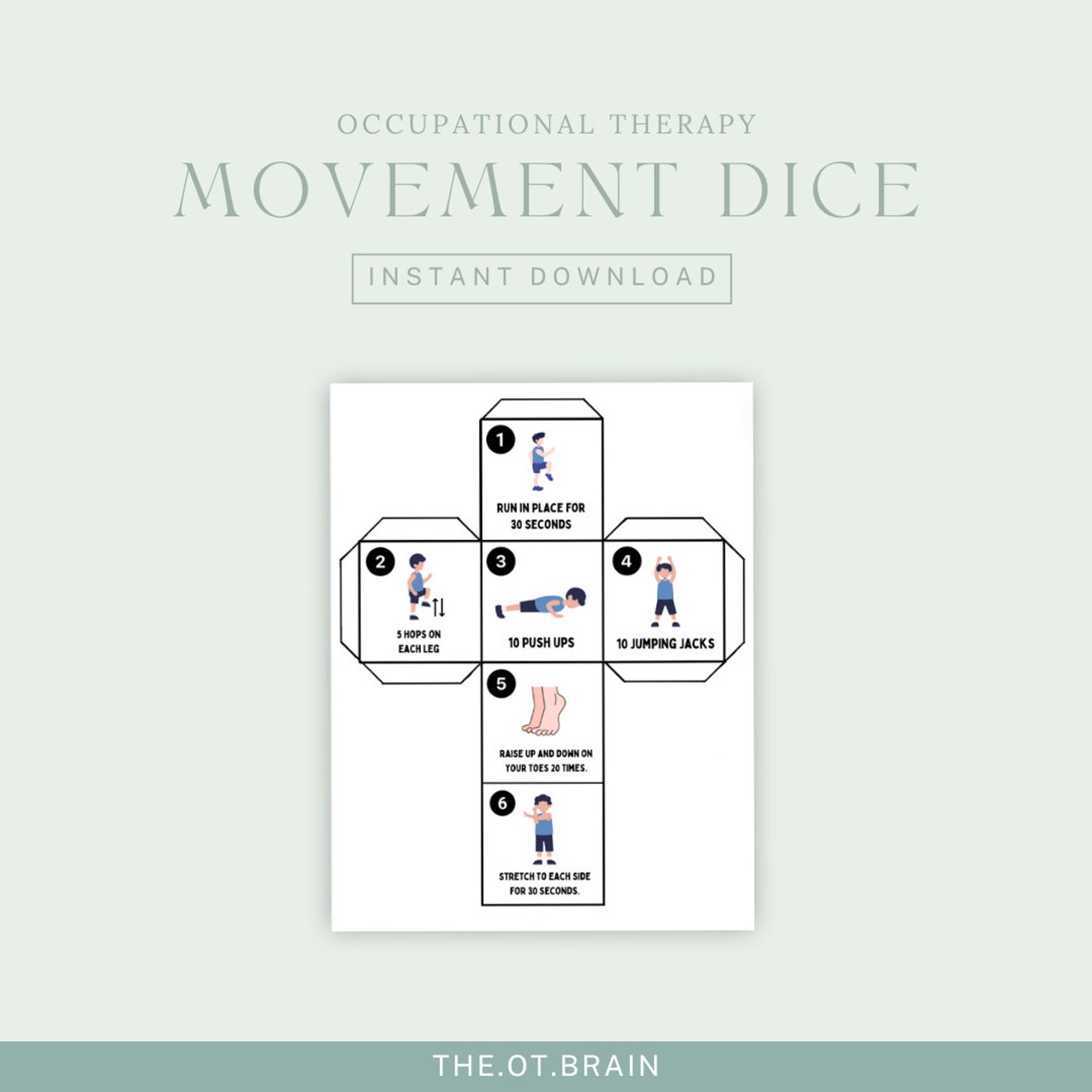 Movement Dice, Occupational Therapy Craft & Intervention by OT Brain ...