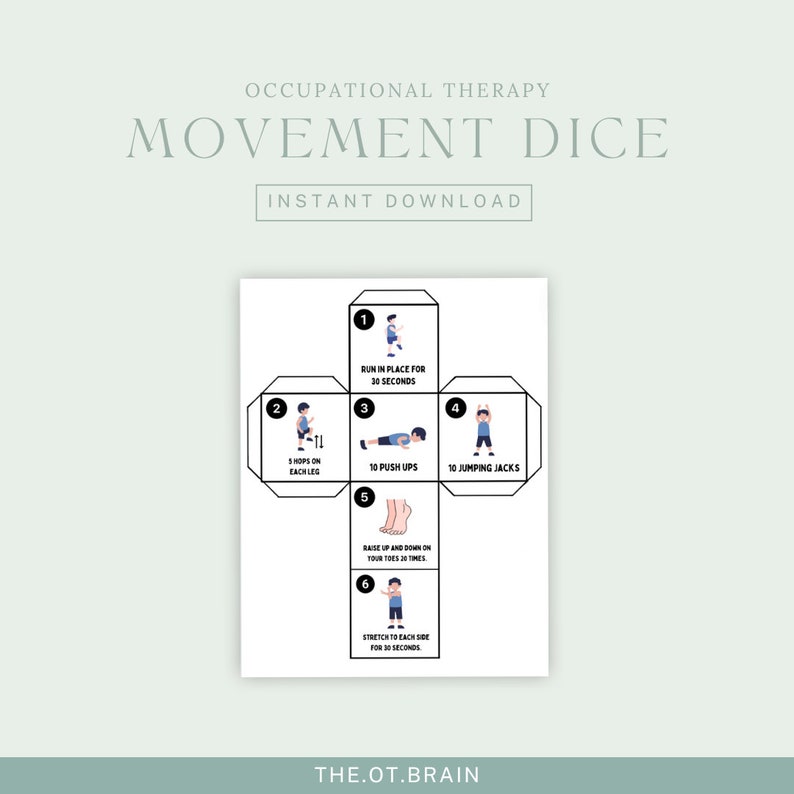 Movement Dice, Occupational Therapy Craft & Intervention by OT Brain ...