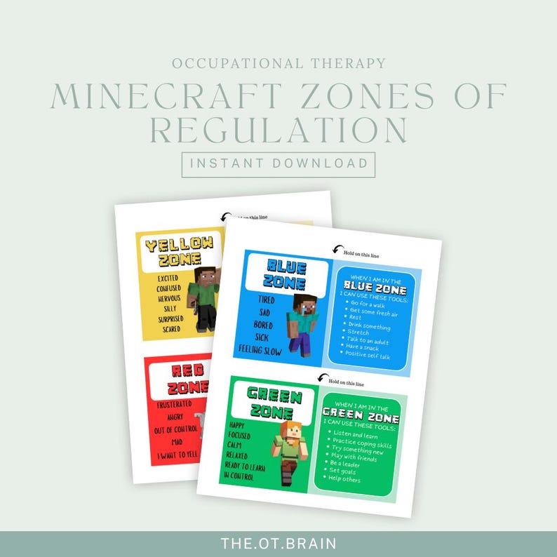 Minecraft Zones of Regulation, Occupational Therapy Craft ...