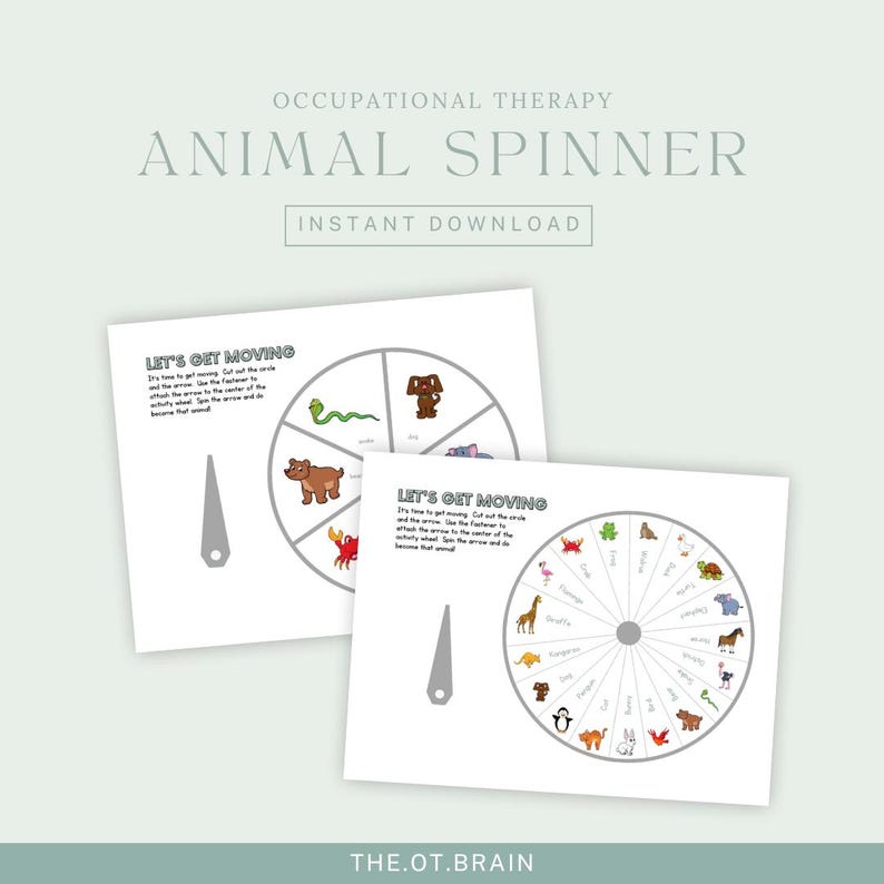Animal Walk Spinner, Occupational Therapy Craft & Intervention by OT ...