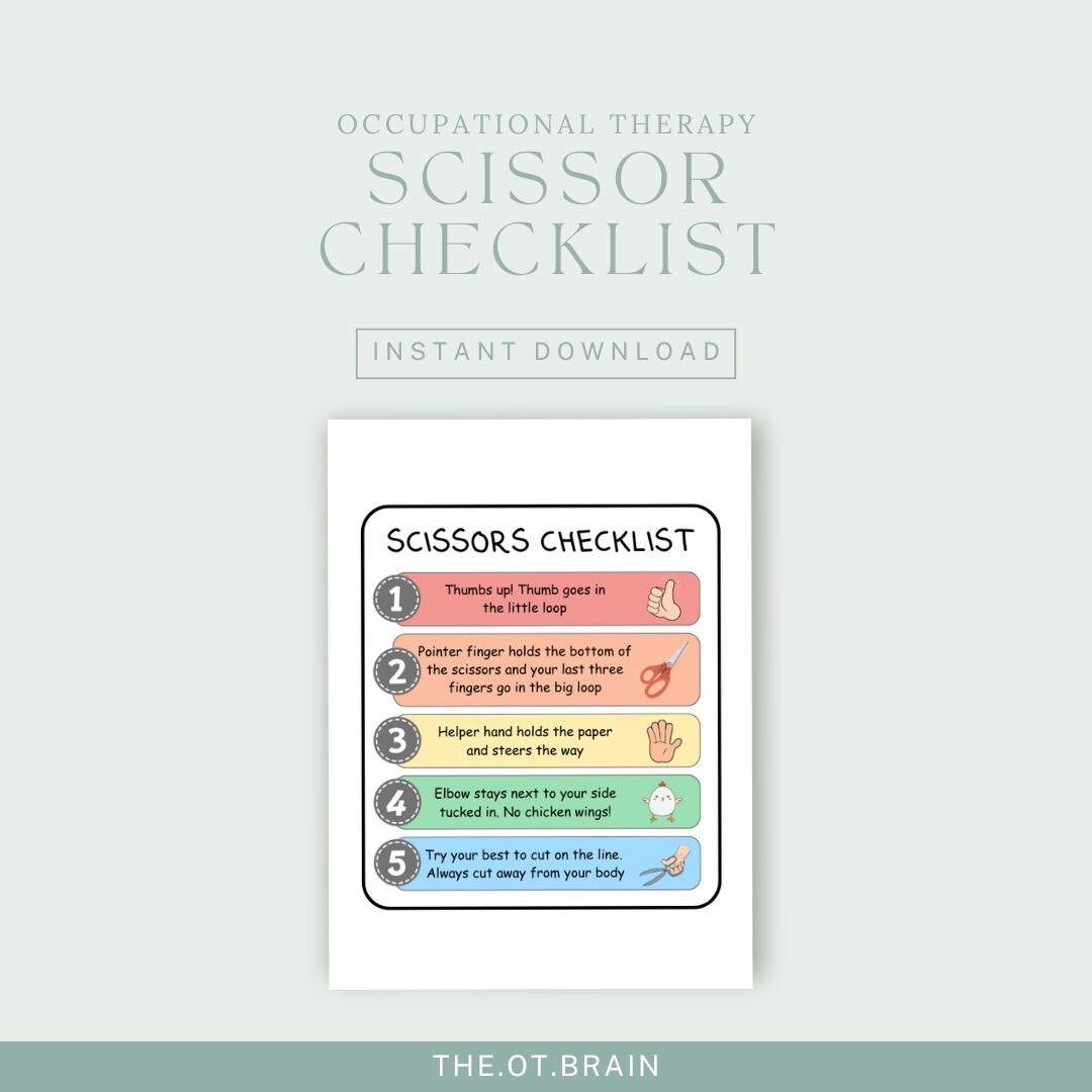 Scissor Checklist Visual Aid, Occupational Therapy Craft & Intervention ...