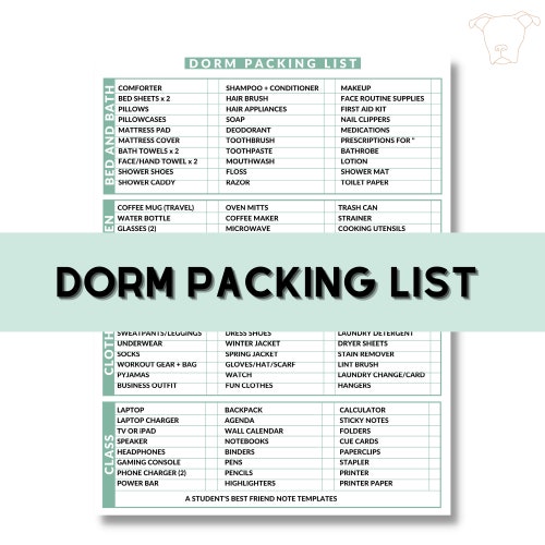 First Year College Packing List - Etsy Canada