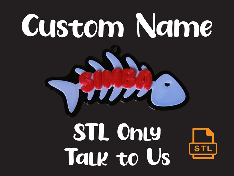 Bone Fish STL File for 3D Printing / Pet Charm or Keychain - Digital ...