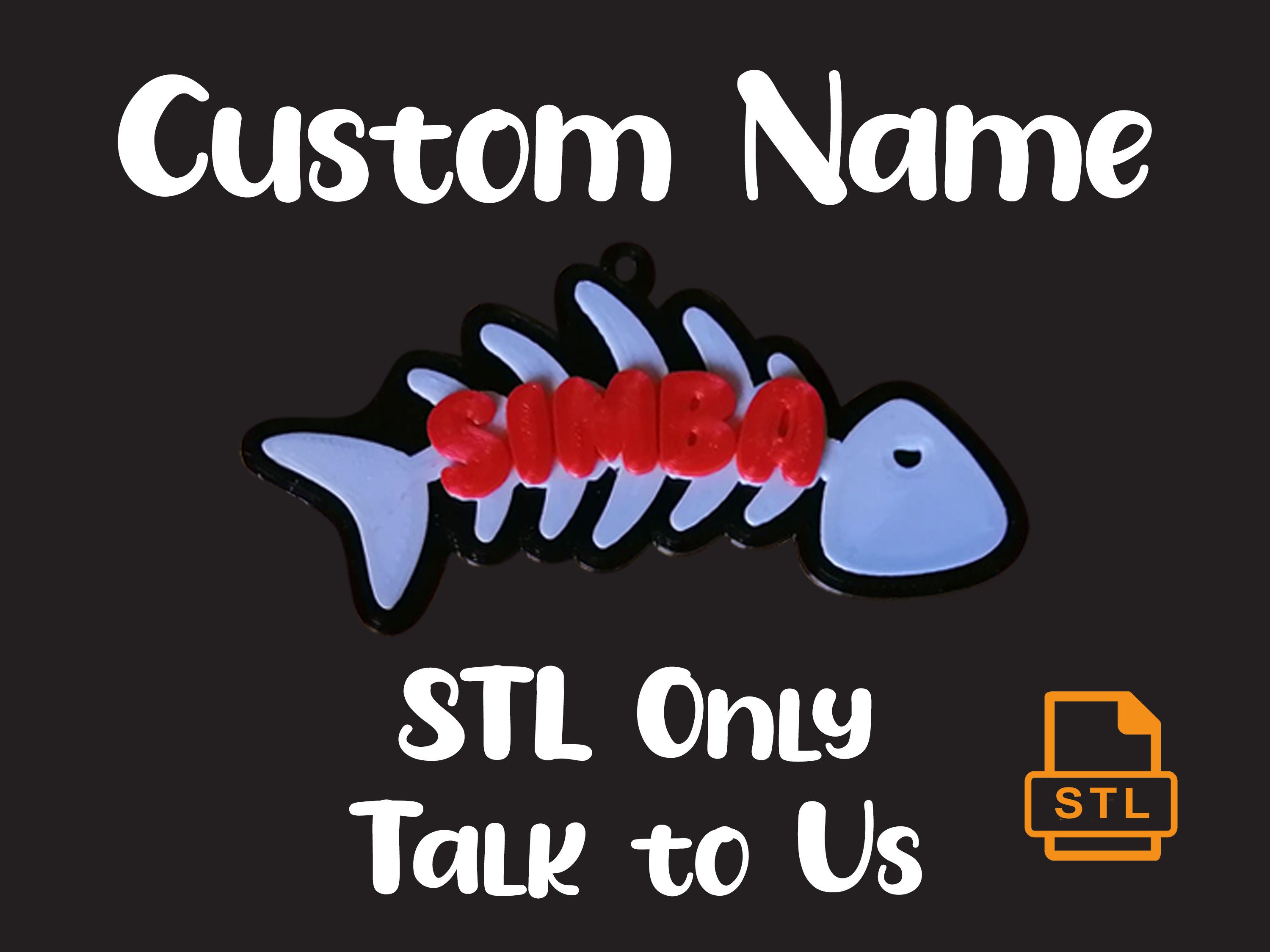 Bone Fish STL File for 3D Printing / Pet Charm or Keychain - Digital ...