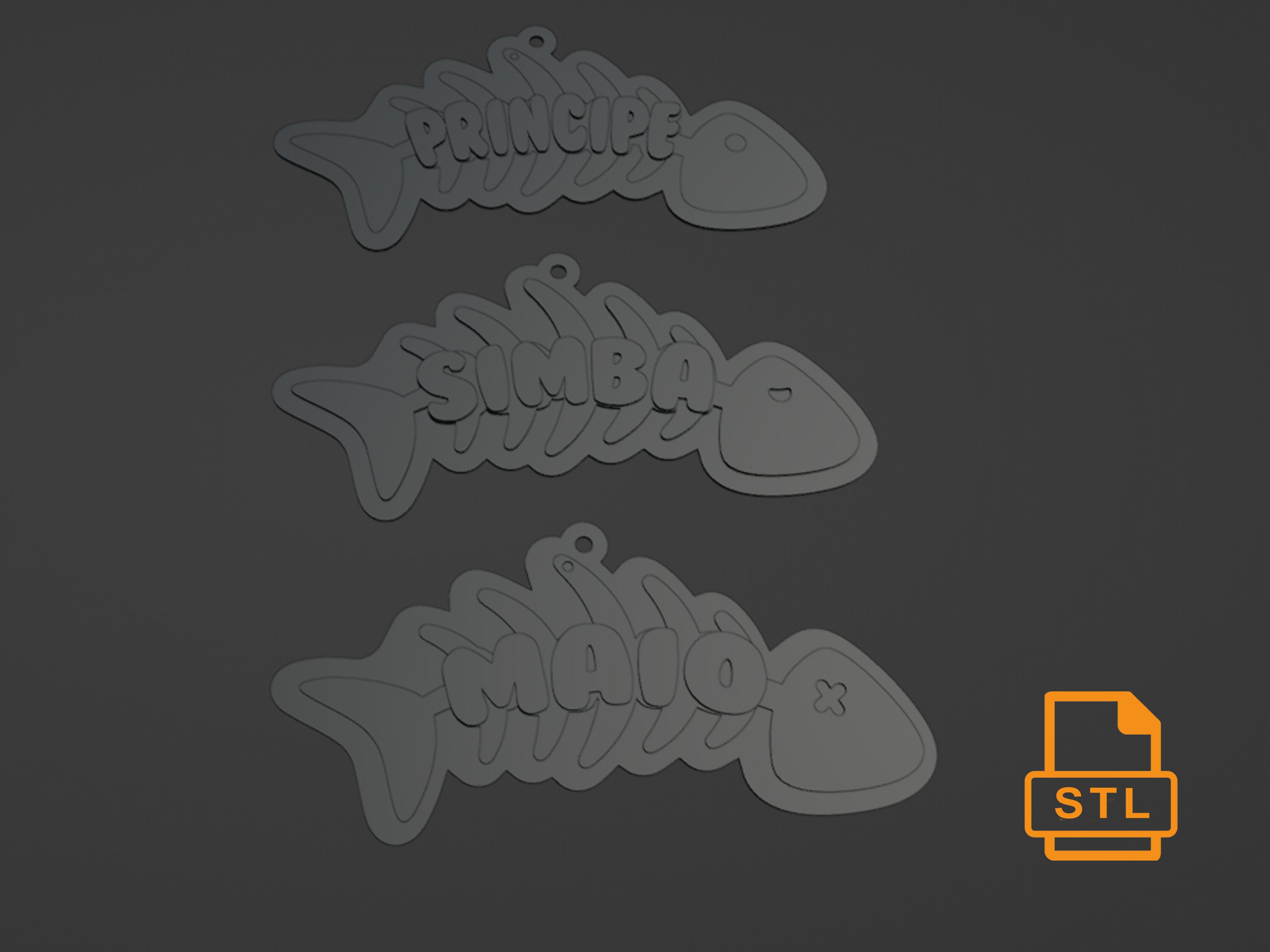 Bone Fish STL File for 3D Printing / Pet Charm or Keychain - Digital ...