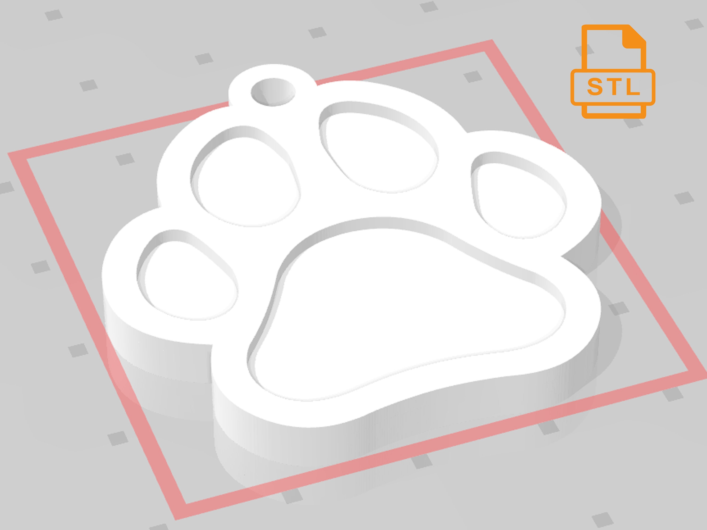 Paw STL File for 3D Printing / Pet Charm or Keychain - Digital Download ...