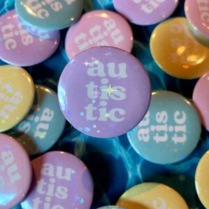Autistic Pride Pastel Holographic Pin/ Autism Acceptance Pinback Button ...