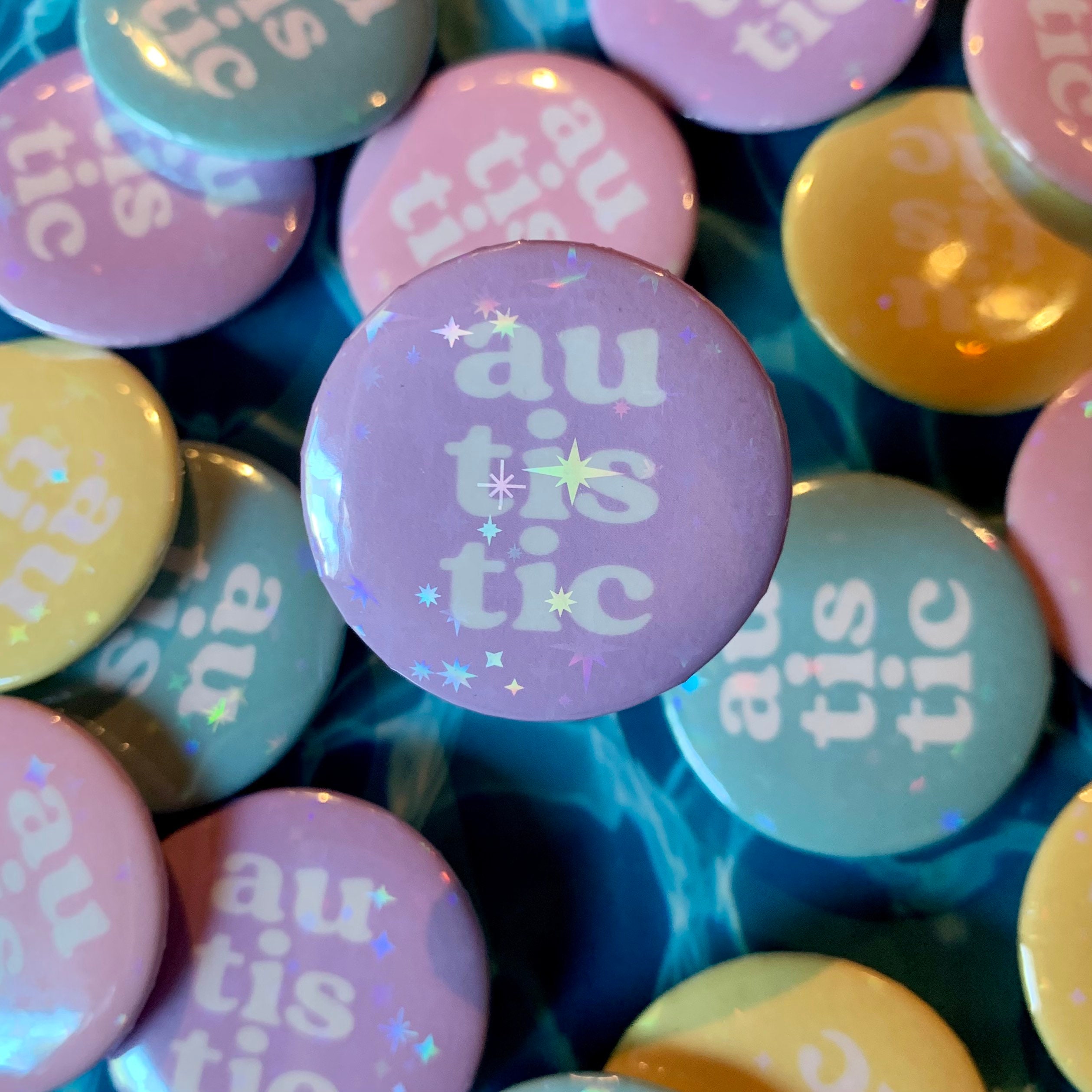 Autistic Pride Pastel Holographic Pin/ Autism Acceptance - Etsy