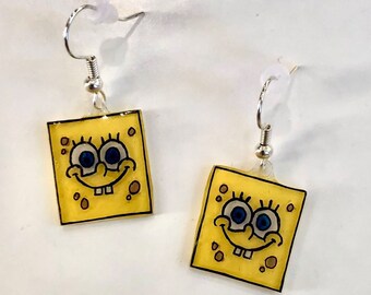 Spongebob Squarepants Holographic Flower Acrylic Earrings Bikini Bottom ...