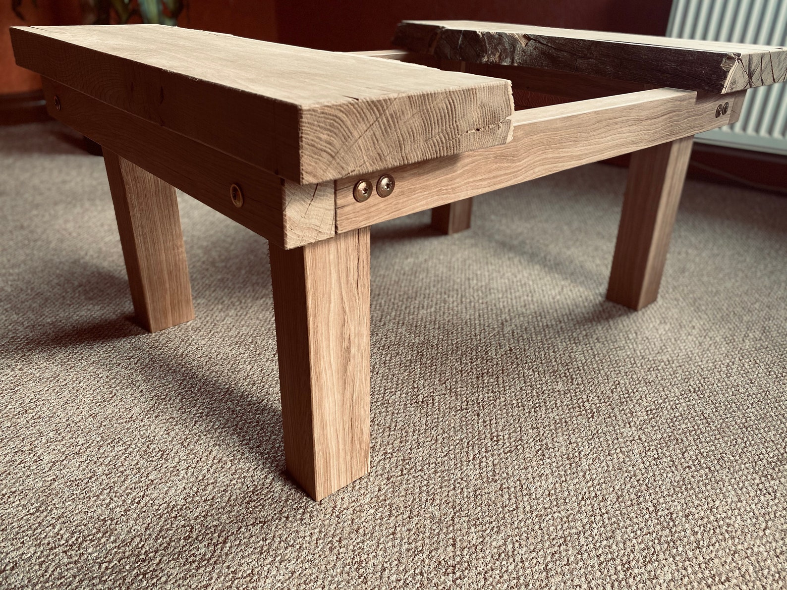 Unique Coffee Table, Table With Glass and Rocks,table From Solid Oak ...