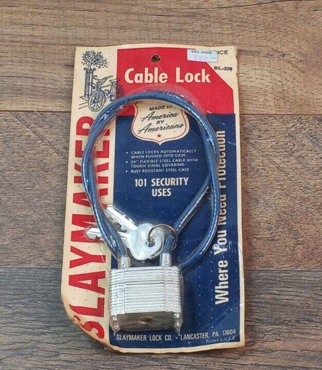 Vintage Slaymaker 24" Flexible Steel Cable Lock W/ Keys BL-226 New Old ...