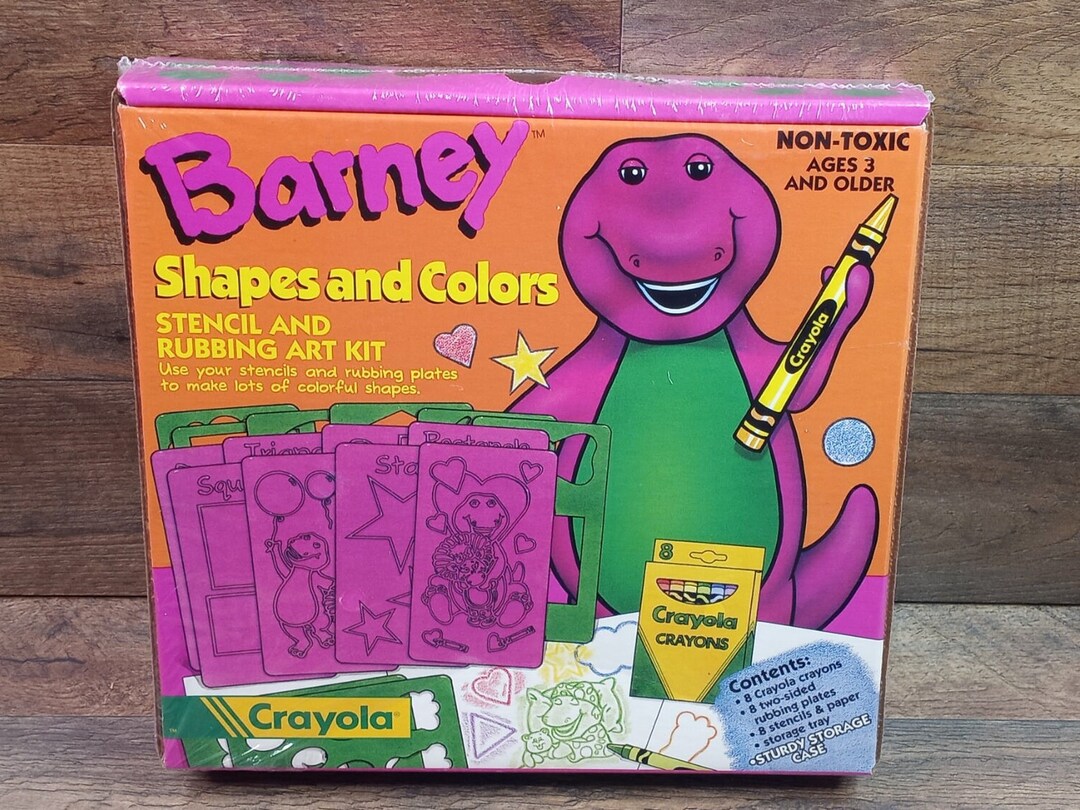 Vintage Crayola Barney Shapes and Colors Stencil and Rubbing - Etsy