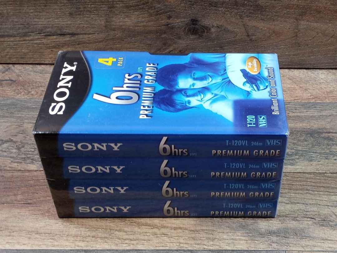 Pack of 4 Sony 6 Hour Premium Grade T-120 Blank VHS Video Cassette ...