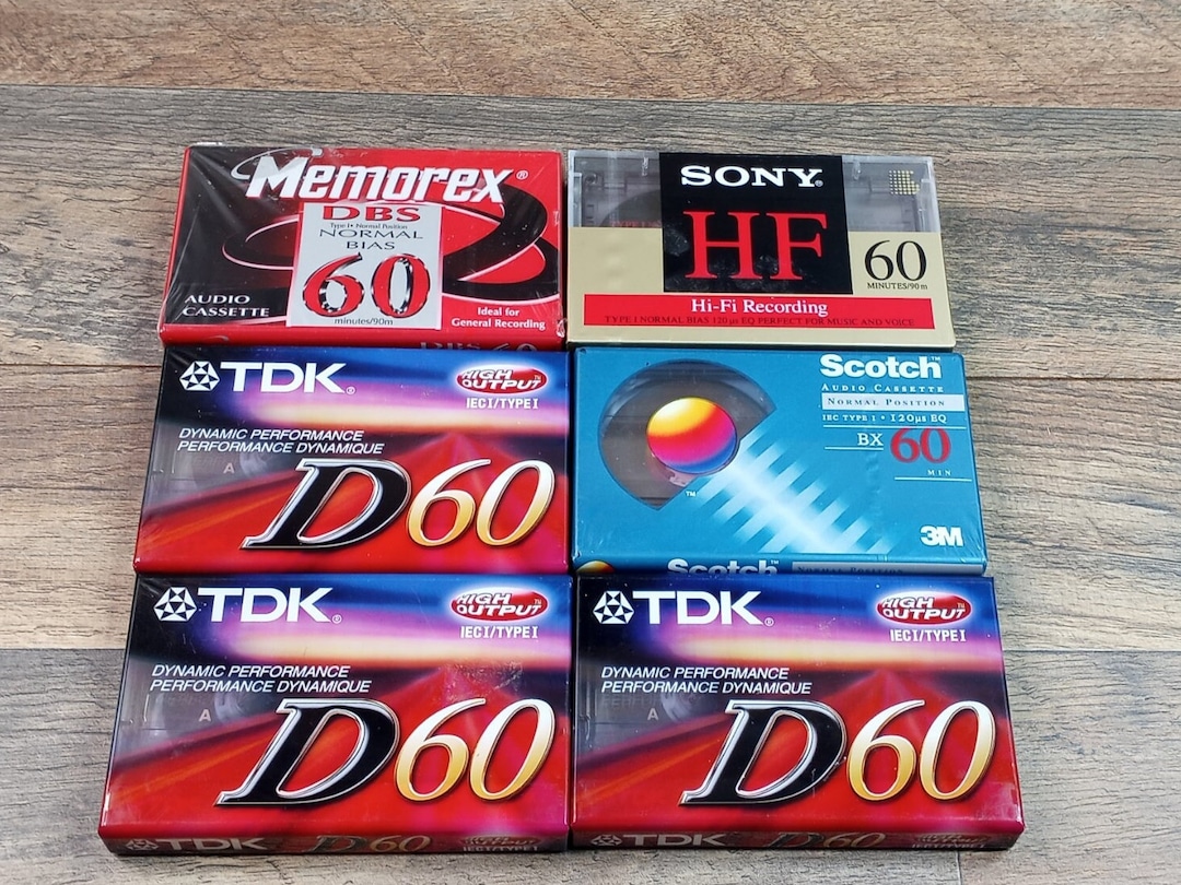 Blank Recordable Audio Cassette Lot of 6 Assorted 60 Minute Tapes New ...