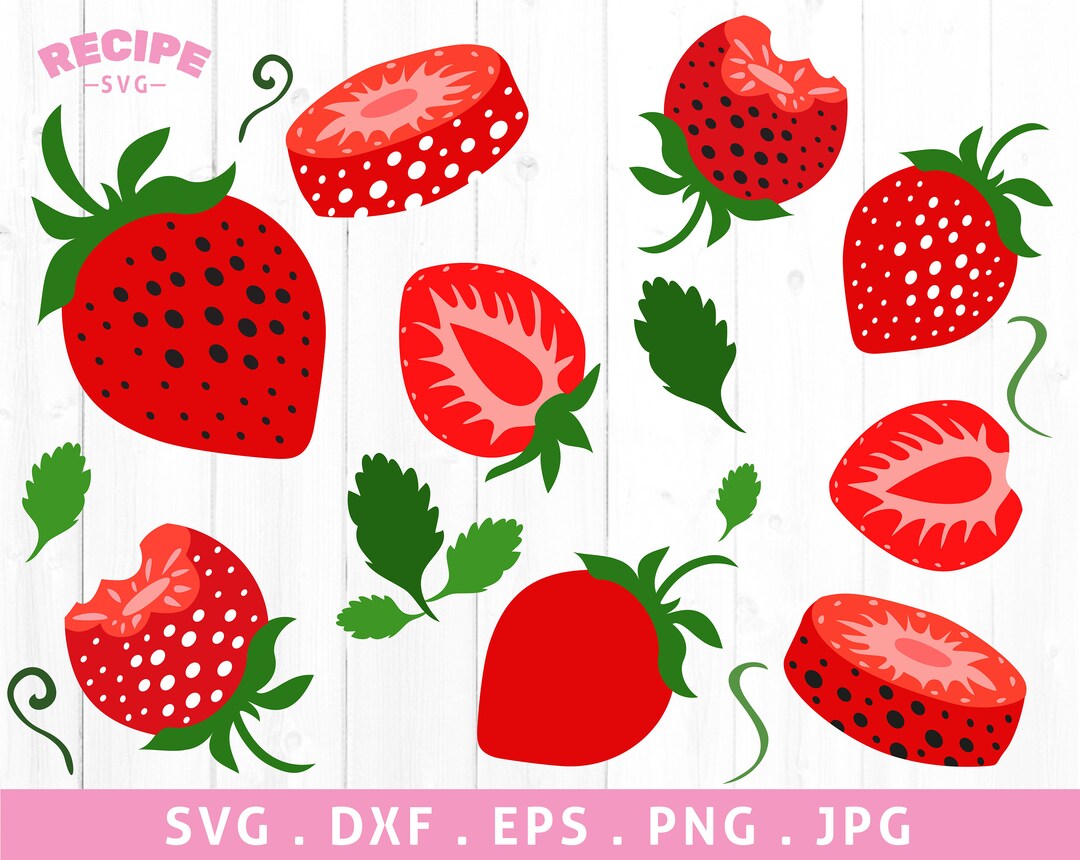 Fraise svg Mignonne Fraise svg Fruit svg Feuilles svg Été - Etsy France